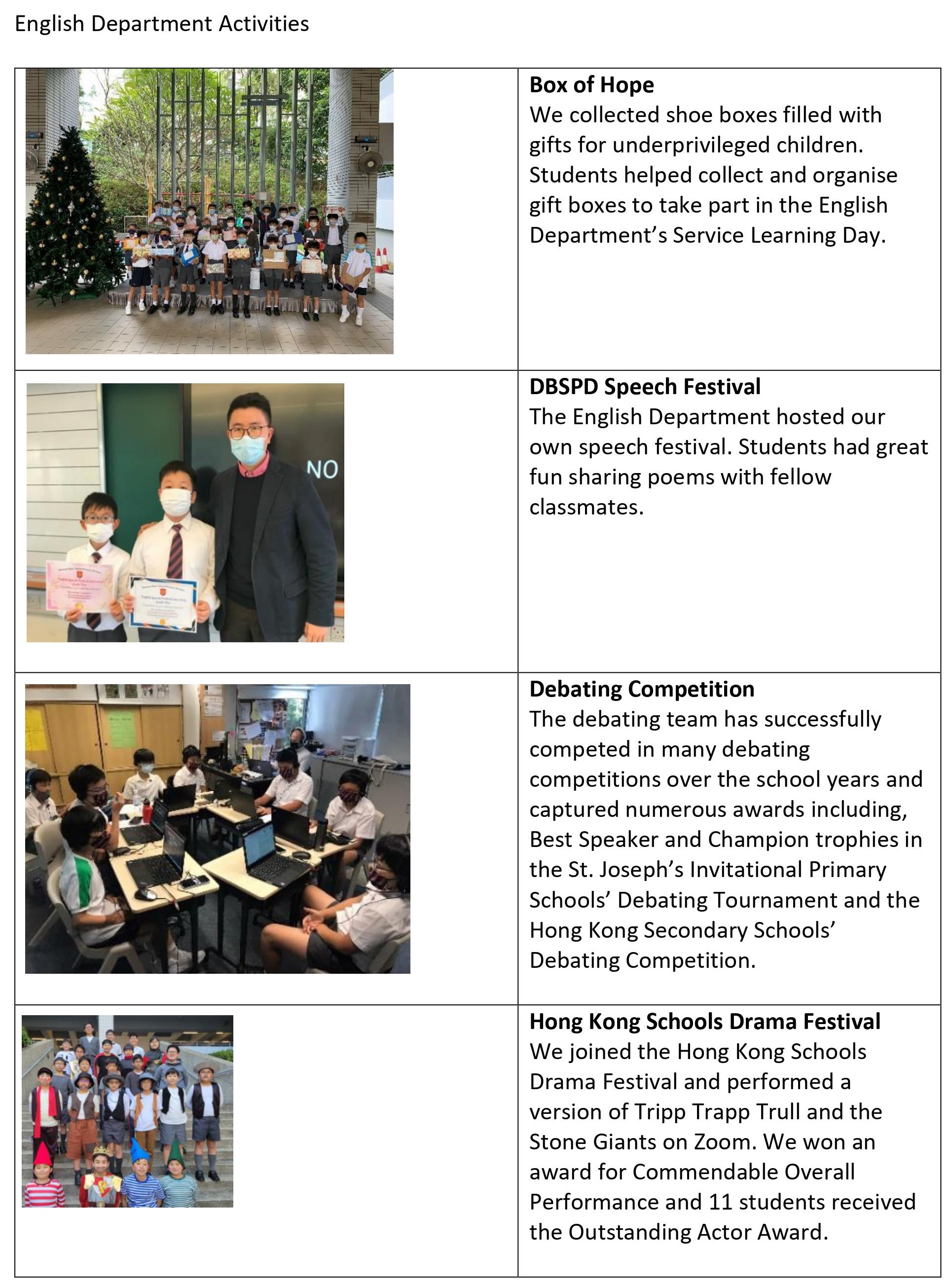 Subject Activities | Diocesan Boys' School Primary Division 拔萃男書院附屬小學